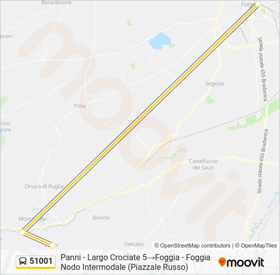 51001 Route: Schedules, Stops & Maps - Panni - Largo Crociate 5‎→Foggia ...