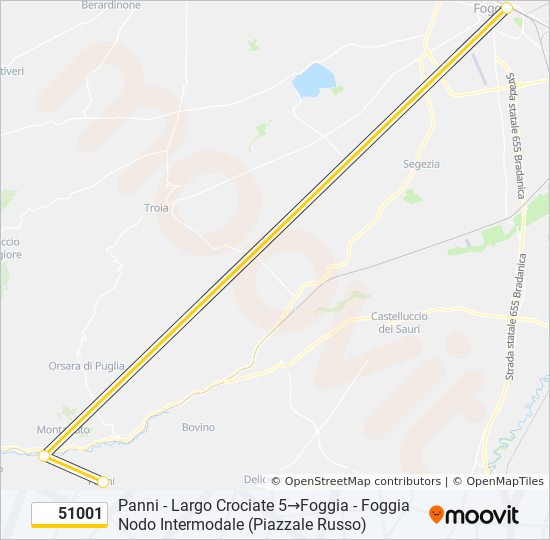 51001 Route: Schedules, Stops & Maps - Panni - Largo Crociate 5‎→Foggia ...