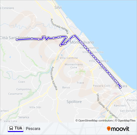 Linea TUA: orari, fermate e mappe - Pescara (Aggiornato)