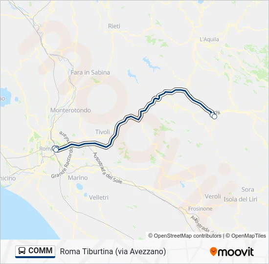 Linea COMM: orari, fermate e mappe - Roma Tiburtina (via Avezzano ...