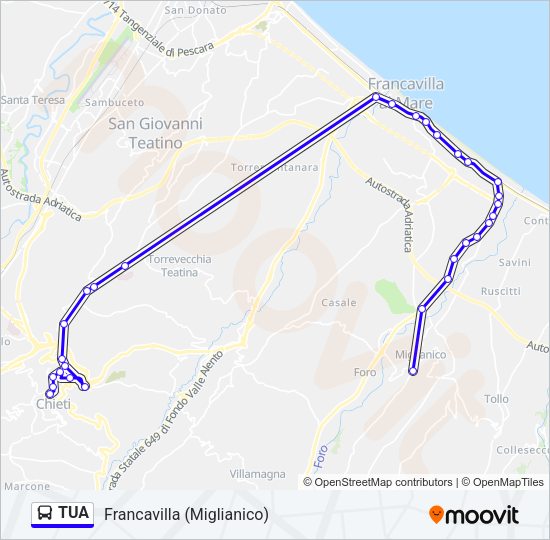 Linea TUA: orari, fermate e mappe - Francavilla (Miglianico) (Aggiornato)