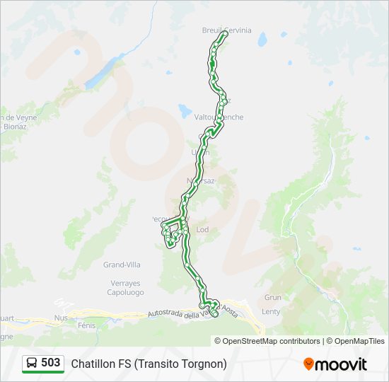 Linea 503: orari, fermate e mappe - Chatillon FS (Transito Torgnon ...