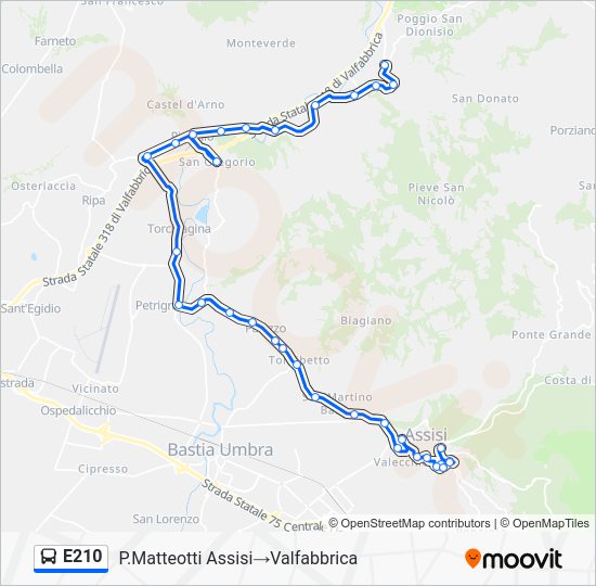 Linea : orari, fermate e mappe - P.Matteotti Assisi‎→Valfabbrica ...