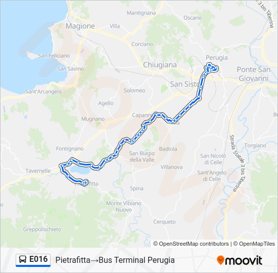 e016 Route: Schedules, Stops & Maps - Pietrafitta‎→Bus Terminal Perugia ...