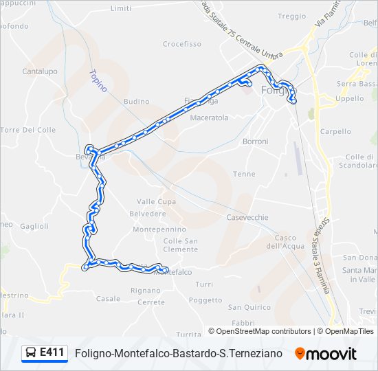 e411 Route: Schedules, Stops & Maps - Foligno Stazione‎→Montefalco ...