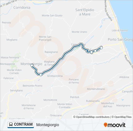 Linea contram: orari, fermate e mappe - Montegiorgio (Aggiornato)
