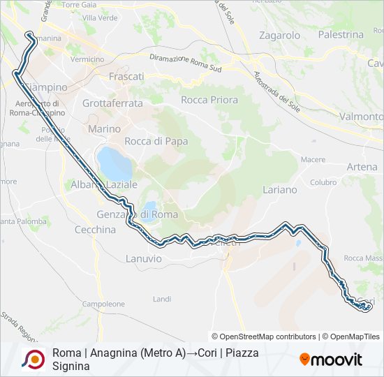 cotral Route: Schedules, Stops & Maps - Roma | Anagnina (Metro A)‎→Cori ...