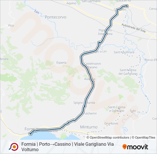 Linea cotral: orari, fermate e mappe - Formia | Porto‎→Cassino | Viale ...