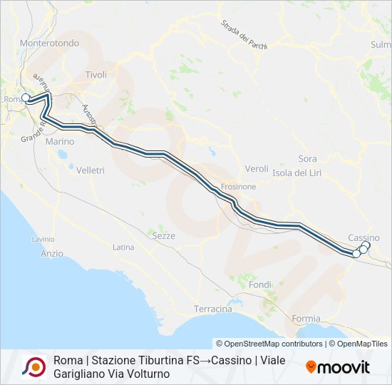cotral Route: Schedules, Stops & Maps - Roma | Stazione Tiburtina FS‎→ ...