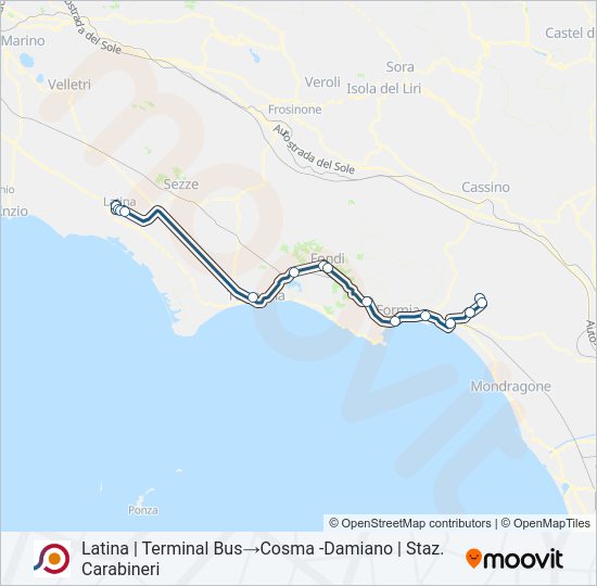Linea cotral: orari, fermate e mappe - Latina | Terminal Bus‎→Cosma ...