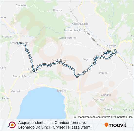 Linea COTRAL: orari, fermate e mappe - Acquapendente | Ist ...