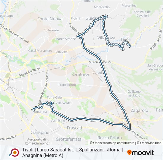 cotral Route: Schedules, Stops & Maps - Tivoli | Largo Saragat Ist. L ...