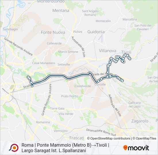 Linea COTRAL: orari, fermate e mappe - Roma | Ponte Mammolo (Metro B)‎→ ...