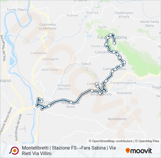 Linea cotral: orari, fermate e mappe - Montelibretti | Stazione FS‎→ ...