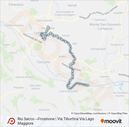Linea cotral: orari, fermate e mappe - Rio Sacco‎→Frosinone | Via ...