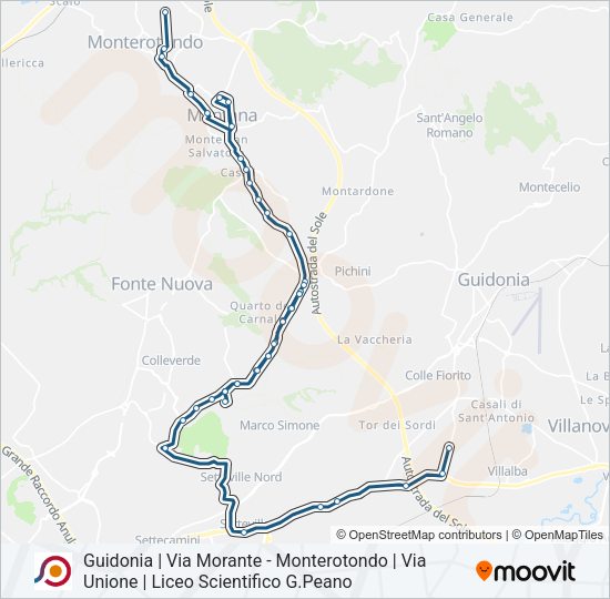Linea cotral: orari, fermate e mappe - Guidonia | Via Morante (Istituti ...