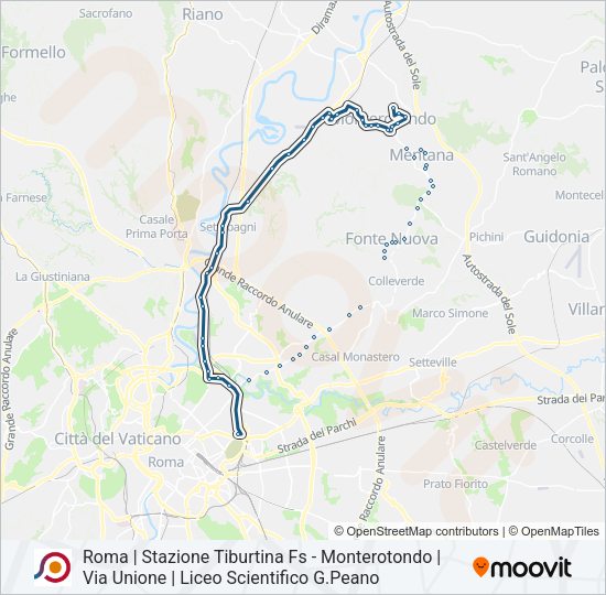 cotral Route: Schedules, Stops & Maps - Roma | Stazione Tiburtina FS‎→ ...