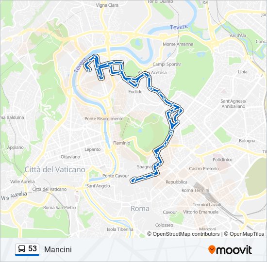 Linea 53: orari, fermate e mappe - Mancini (Aggiornato)