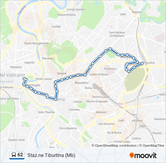 62 Route: Schedules, Stops & Maps - Staz.ne Tiburtina (Mb) (Updated)