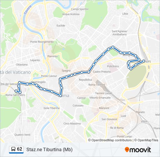 62 Route: Schedules, Stops & Maps - Staz.ne Tiburtina (Mb) (Updated)