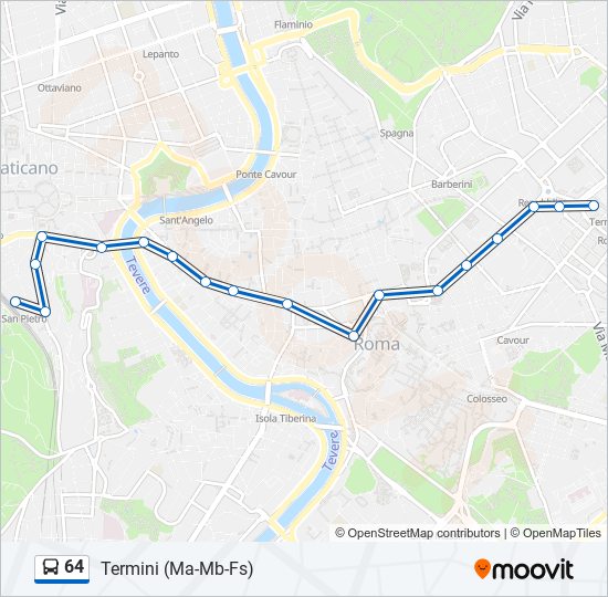 Linea 64: orari, fermate e mappe - Termini (Ma-Mb-Fs) (Aggiornato)