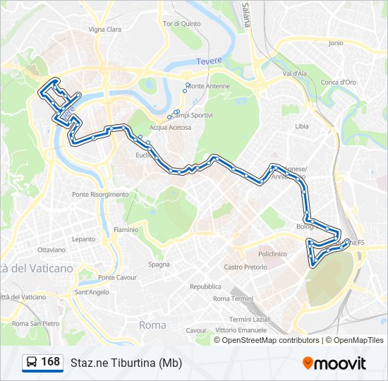 Linea 168: orari, fermate e mappe - Staz.ne Tiburtina (Mb) (Aggiornato)