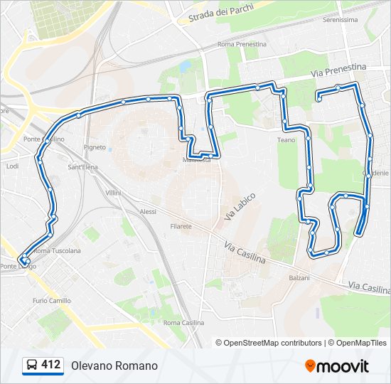 Linea 412: orari, fermate e mappe - Olevano Romano (Aggiornato)