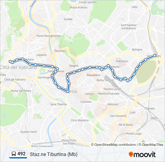 Linea 492: orari, fermate e mappe - Staz.ne Tiburtina (Mb) (Aggiornato)