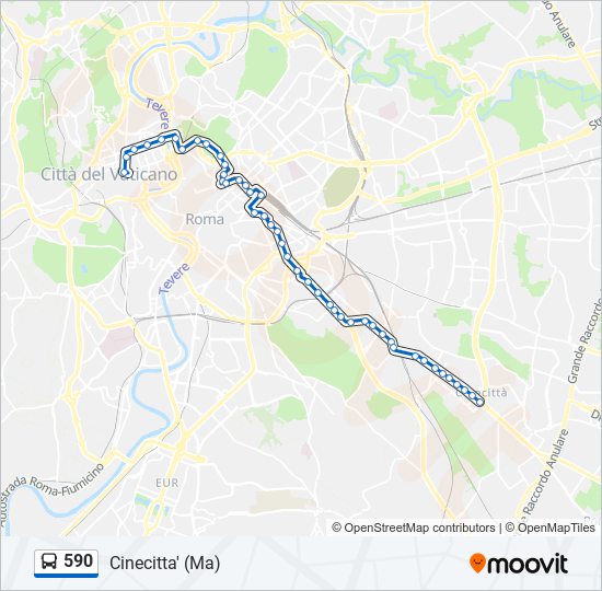 Linea 590: orari, fermate e mappe - Cinecitta' (Ma) (Aggiornato)