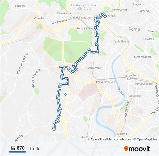 Linea 870: orari, fermate e mappe - Trullo (Aggiornato)