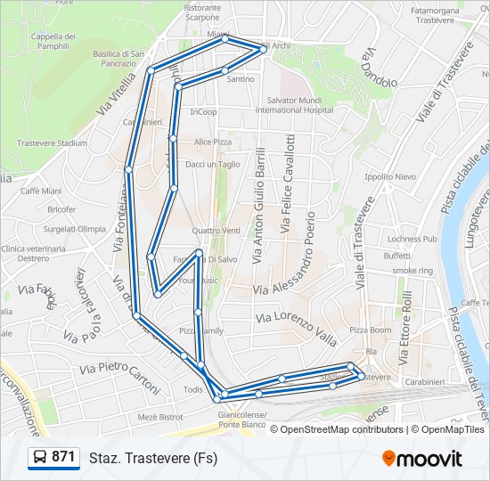 871 Route: Schedules, Stops & Maps - Staz. Trastevere (Fs) (Updated)