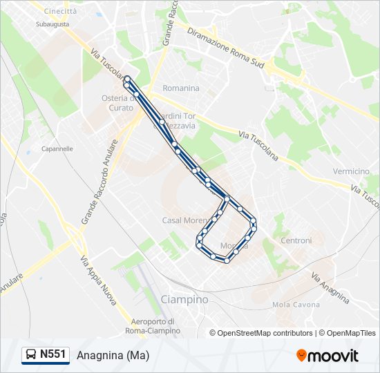 n551 Route: Schedules, Stops & Maps - Anagnina (Ma) (Updated)