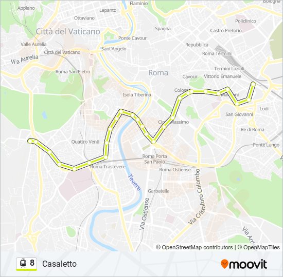 Linea 8: orari, fermate e mappe - Casaletto (Aggiornato)