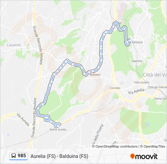 985 Route: Schedules, Stops & Maps - Stazione Aurelia (Updated)