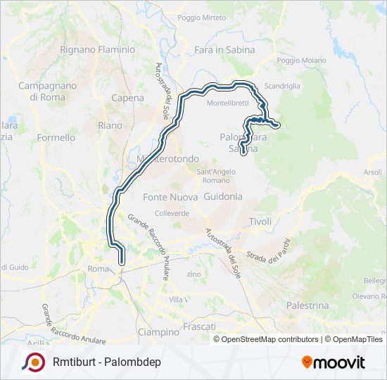 Linea cotral: orari, fermate e mappe - Roma (Tiburtina)‎→Palombara ...
