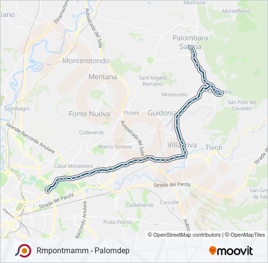 Linea cotral: orari, fermate e mappe - Roma (Ponte Mammolo)‎→Palombara ...
