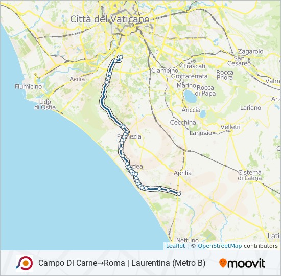 Linea COTRAL: orari, fermate e mappe - Campo Di Carne‎→Roma ...