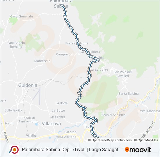 Linea cotral: orari, fermate e mappe - Palombara Sabina Dep‎→Tivoli ...