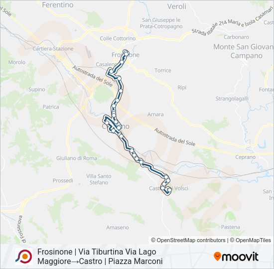 Linea COTRAL: orari, fermate e mappe - Frosinone | Via Tiburtina Via ...