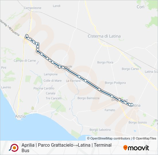 Linea COTRAL: orari, fermate e mappe - Aprilia | Parco Grattacielo‎→ ...
