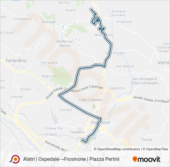 Linea COTRAL: orari, fermate e mappe - Alatri | Ospedale‎→Frosinone ...