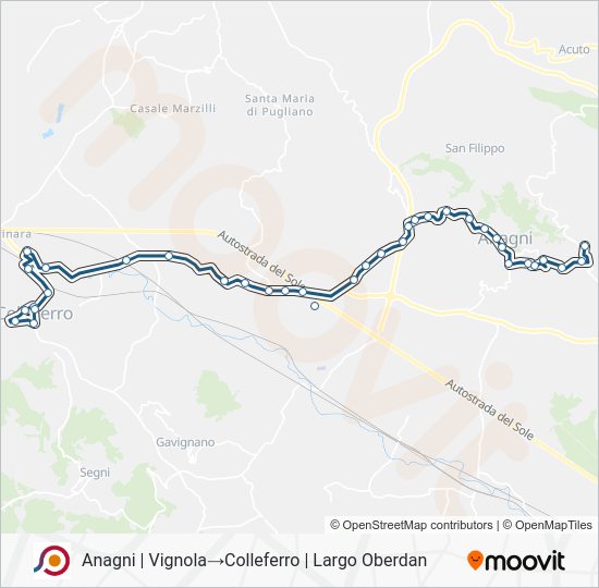 Linea COTRAL: orari, fermate e mappe - Anagni | Vignola‎→Colleferro ...