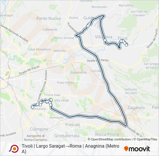 COTRAL Route: Schedules, Stops & Maps - Tivoli | Largo Saragat Ist. L ...