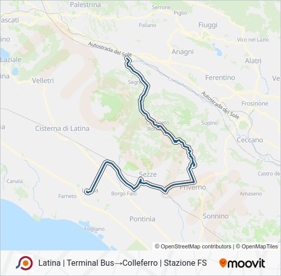 Linea COTRAL: orari, fermate e mappe - Latina | Terminal Bus‎→ ...