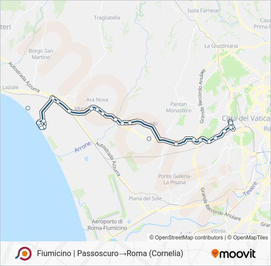 COTRAL Route: Schedules, Stops & Maps - Fiumicino | Passoscuro‎→Roma ...
