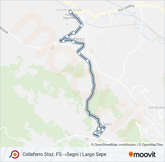 Linea cotral: orari, fermate e mappe - Colleferro Staz. FS‎→Segni ...