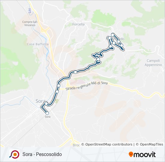cotral Route: Schedules, Stops & Maps - Sora | Stazione FS‎→Pescosolido ...