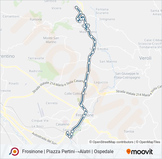 Linea cotral: orari, fermate e mappe - Frosinone | Piazza Pertini‎→ ...