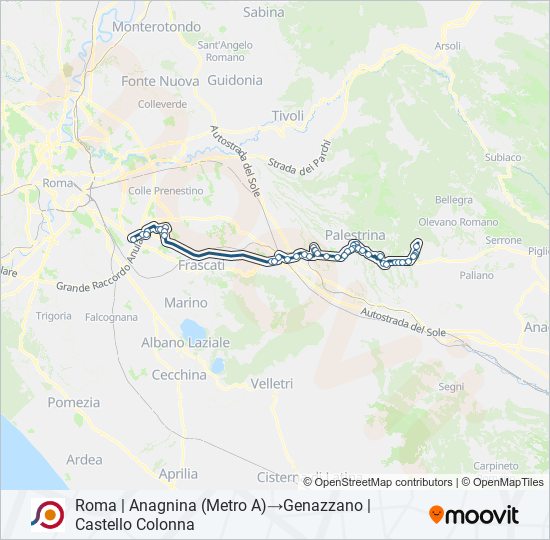 Linea cotral: orari, fermate e mappe - Roma | Anagnina (Metro A)‎→ ...