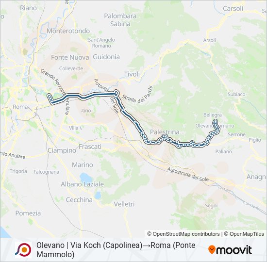cotral Route: Schedules, Stops & Maps - Olevano | Via Koch (Capolinea ...